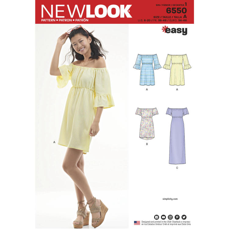 N6550 - New Look Pattern Misses' Off-the-Shoulder Dresses - New Look ...