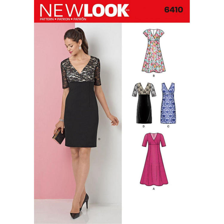 N6410 - New Look Patterns Misses' Dress with Skirt and Fabric ...