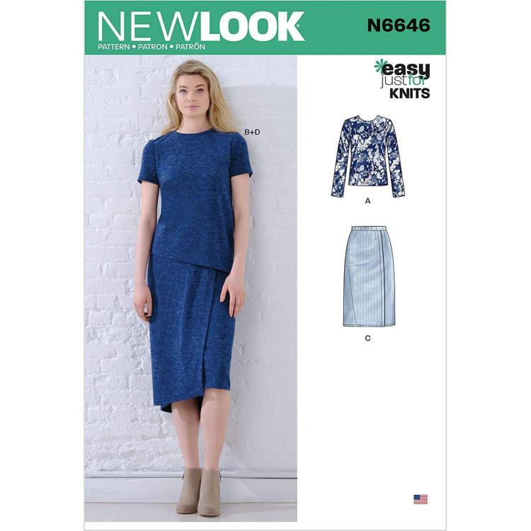 N6646 - New Look Misses' Knit Tops and Skirts - New Look | NeedleMe